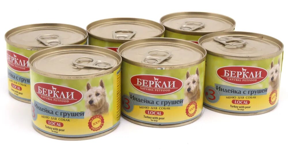 Консервы для собак Беркли №3, индейка с грушей 6 шт по 200 г