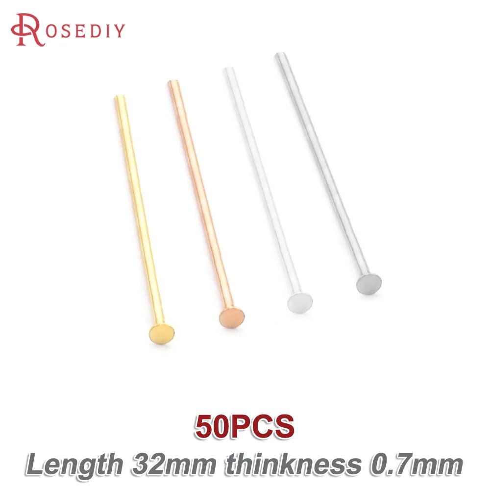 Плоские булавки Rosediy латунные 18-каратное золото 18K Gold Color, 32x0.7MM Flat Pin