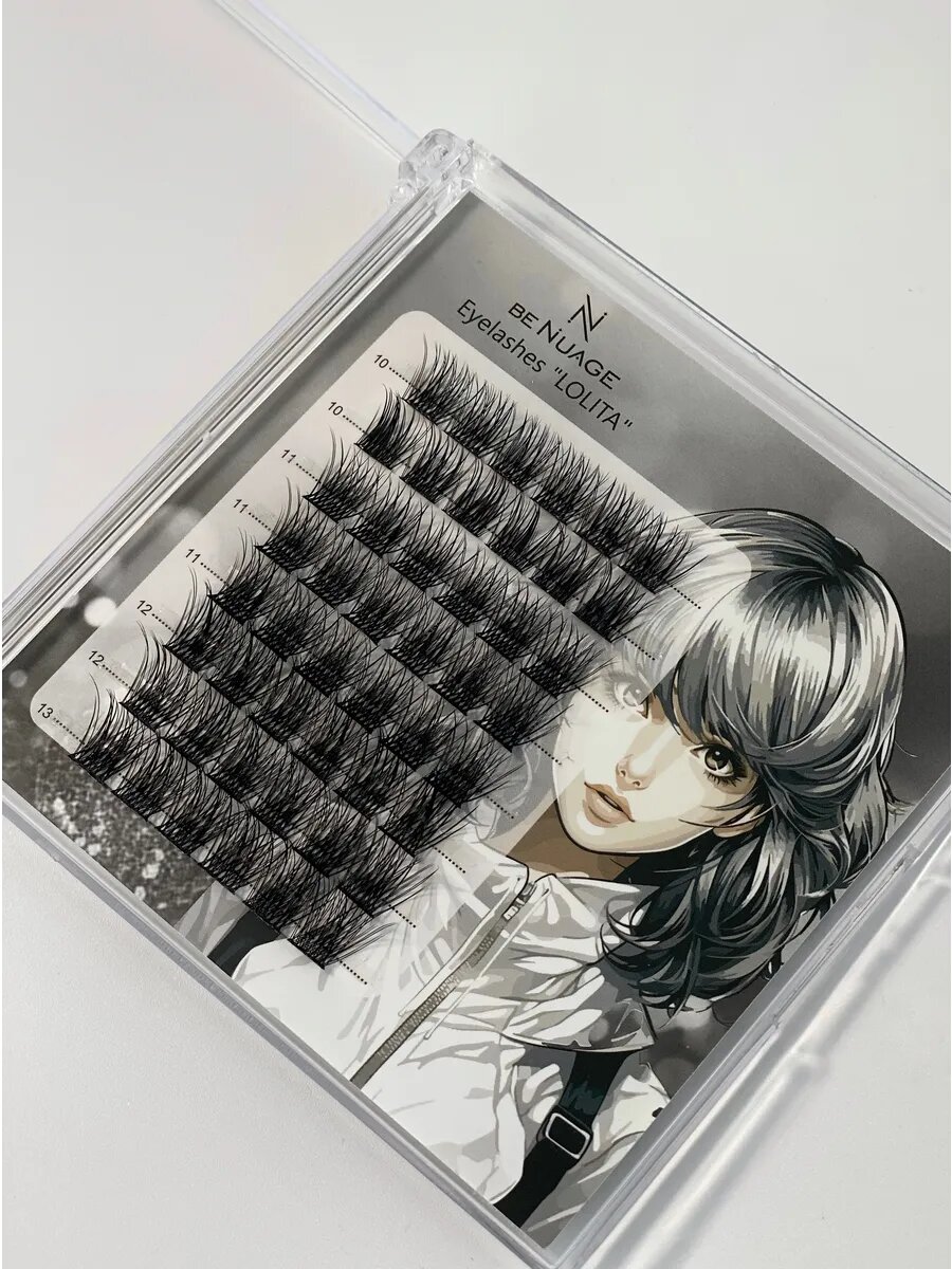 Набор накладных ресниц BeNuage LOLITA, 10-13 мм, изгиб C, чёрные, 48 пучков