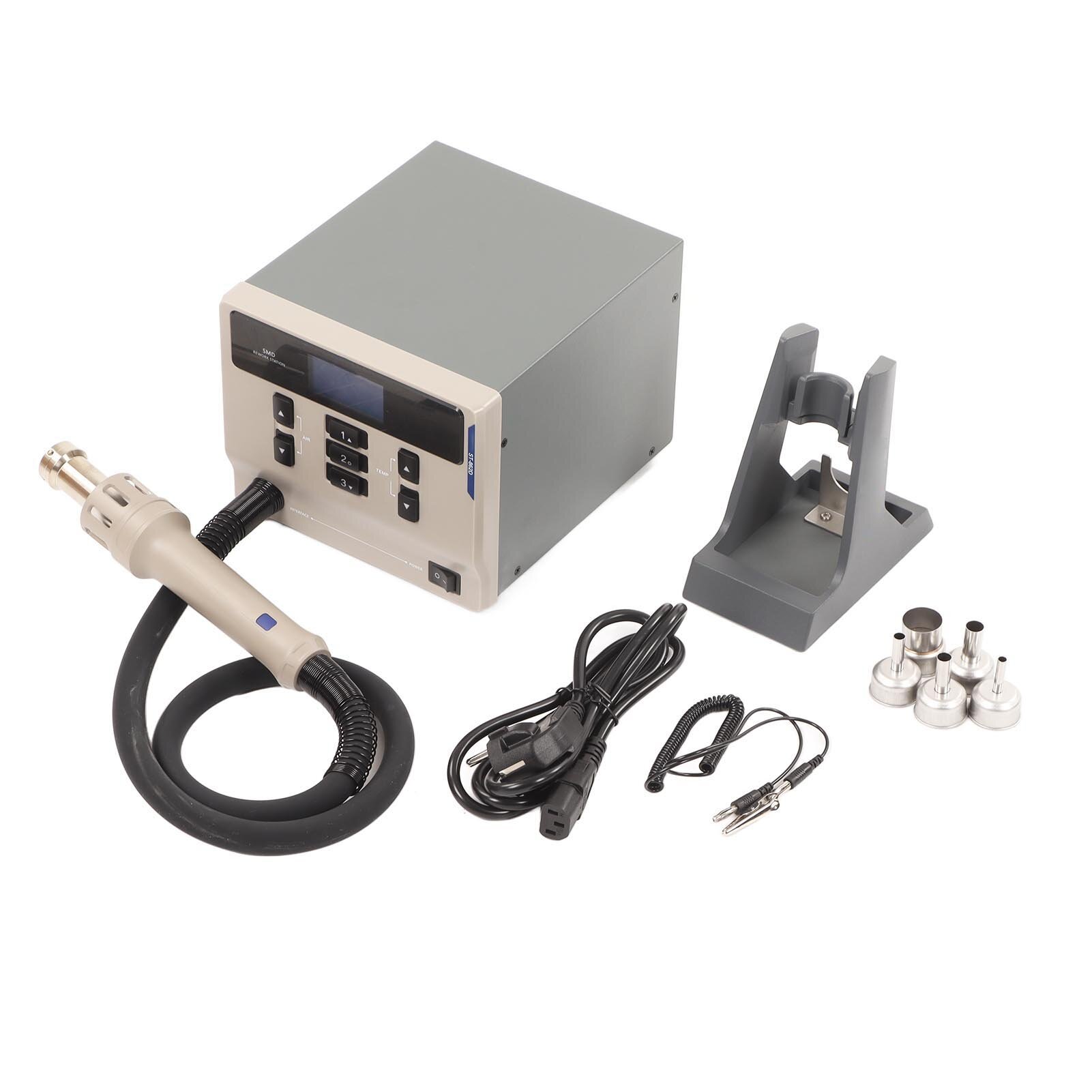 Паяльная станция с цифровым дисплеем, термовоздушный фен для ремонта, демонтажа и пайки.