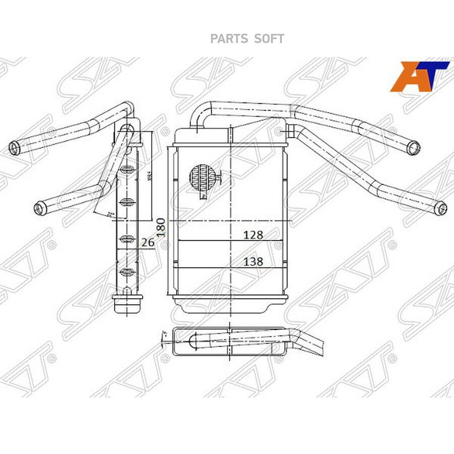 Радиатор отопителя салона Daewoo Nexia 94-16 / Ravon Nexia R3 16-20 от официального дистрибьютора, SAT, артикул STDW253950