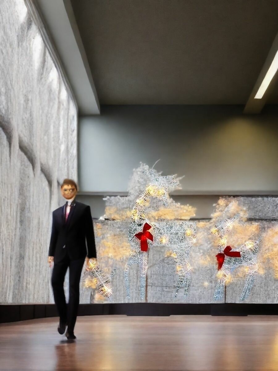 Светящиеся рождественские олени (семья из 3 фигур) уличное металлическое украшение