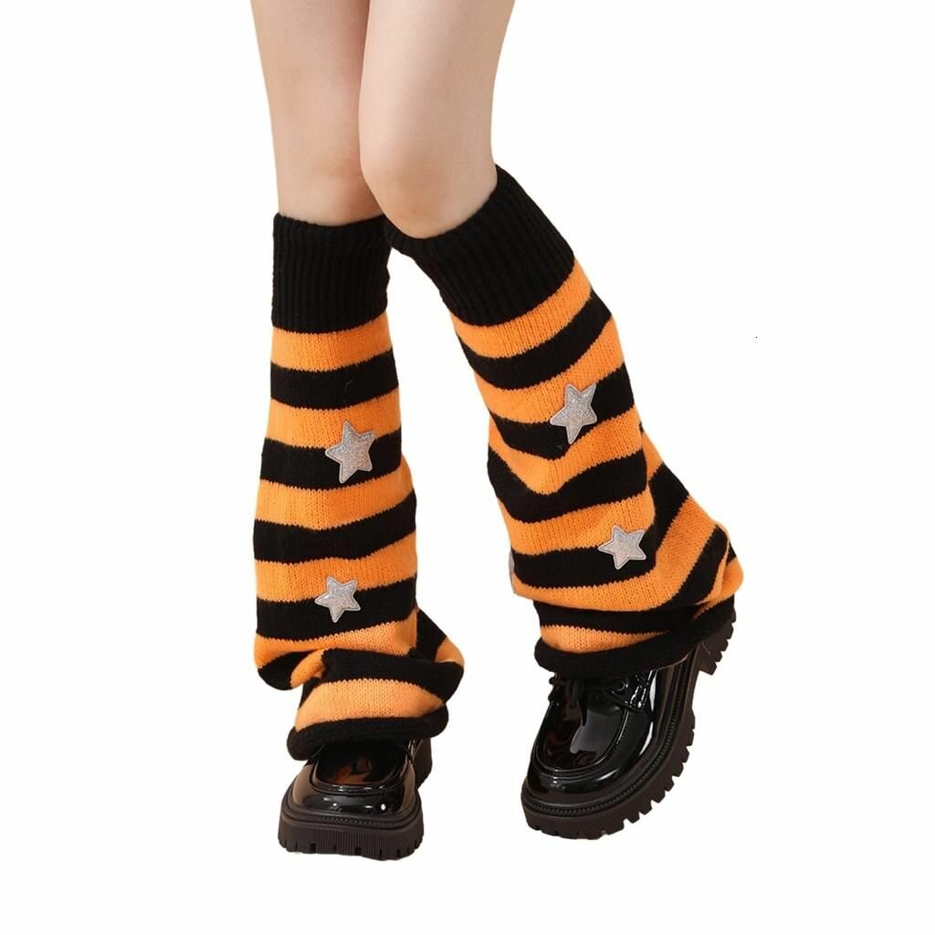Набор для ног с ворсом в виде пятиконечной звезды-черные и оранжевые полосы