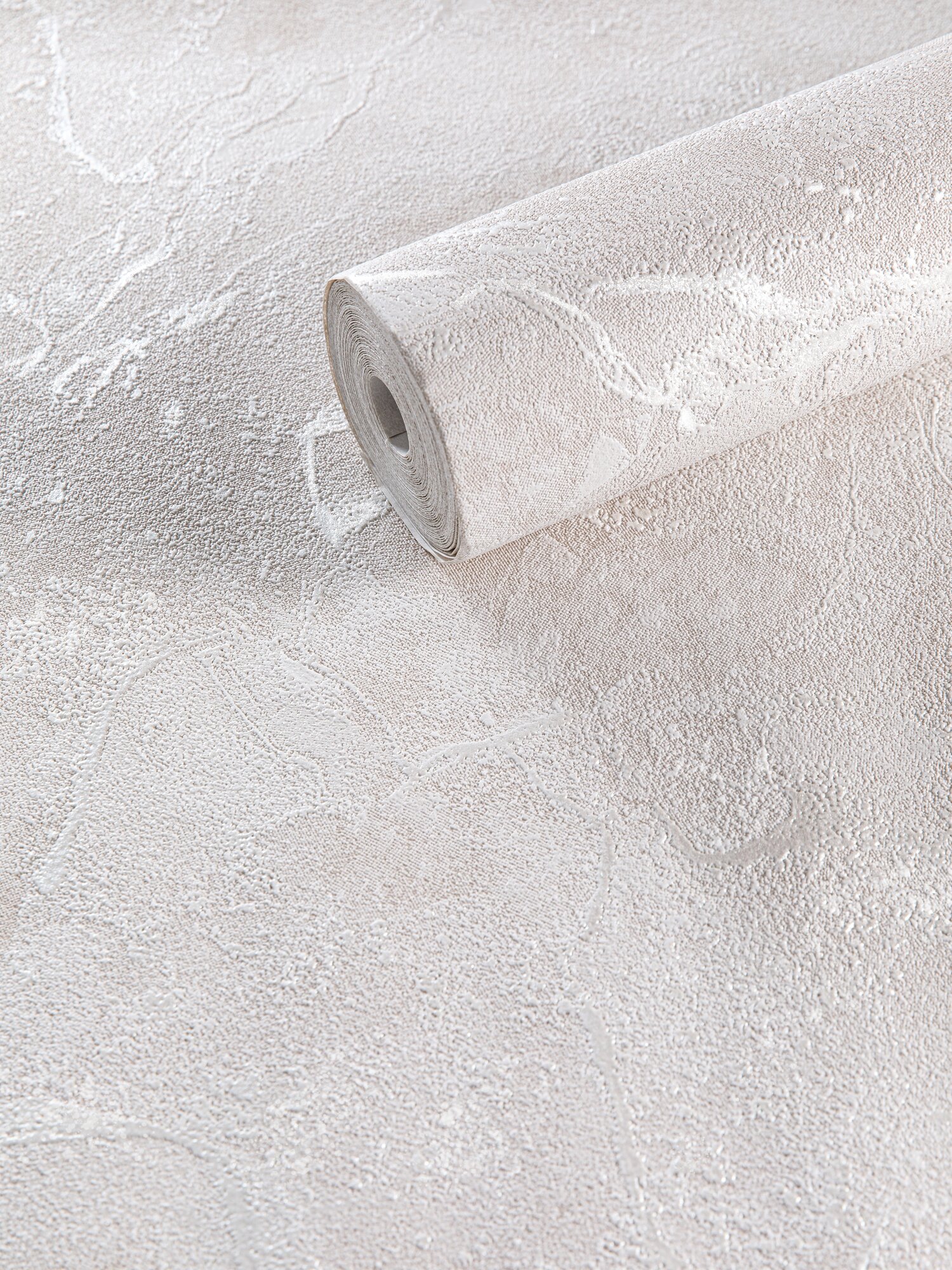 Обои Wallberry Дакота 11791, флизелиновые, виниловое покрытие, штукатурка, бежево-песочные с серебром