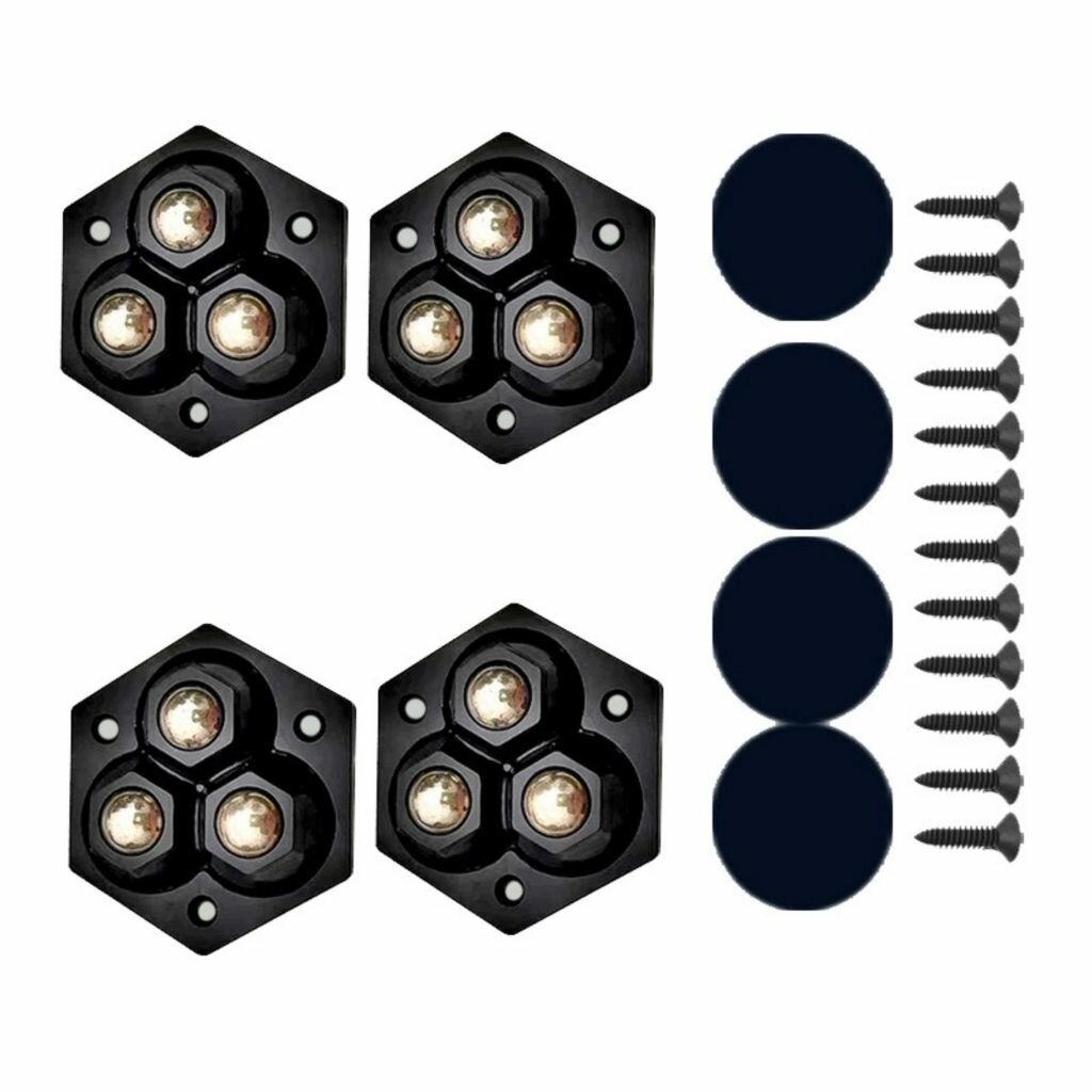 1 комплект из 4 универсальных колес с тремя бортами, наклейками без перфорации и винтами-черный