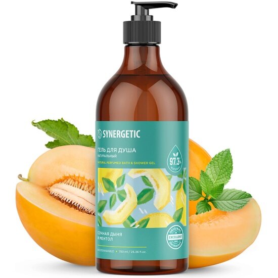 Гель для душа Synergetic Сочная дыня и ментол, 750 мл