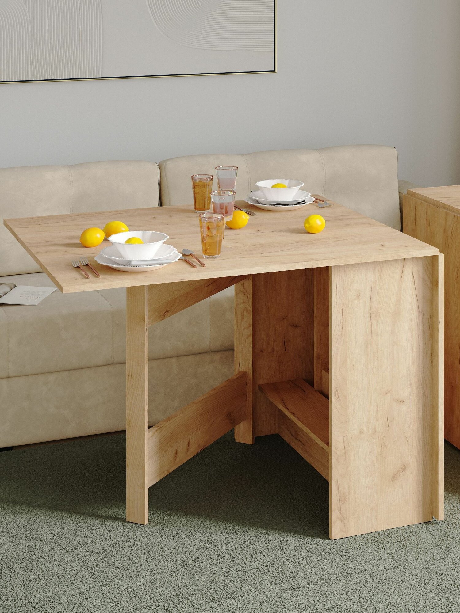 Стол обеденный ARNIKA, раскладной, ЛДСП, цвет дуб крафт золотой, 85х34 см