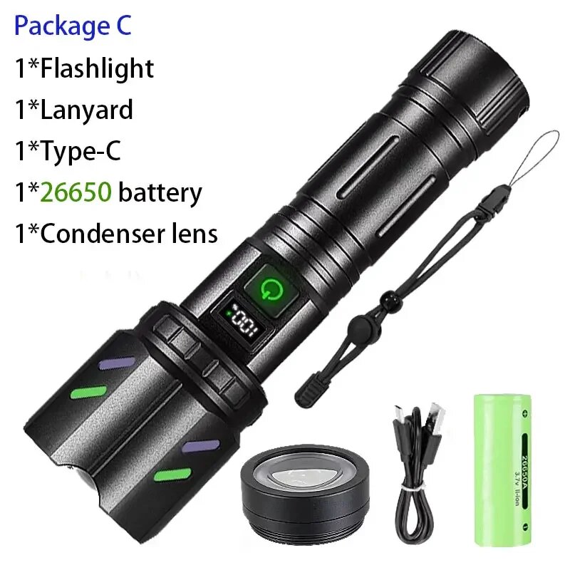 Водонепроницаемый фонарик с зажиганием 2200LM with 26650 battery