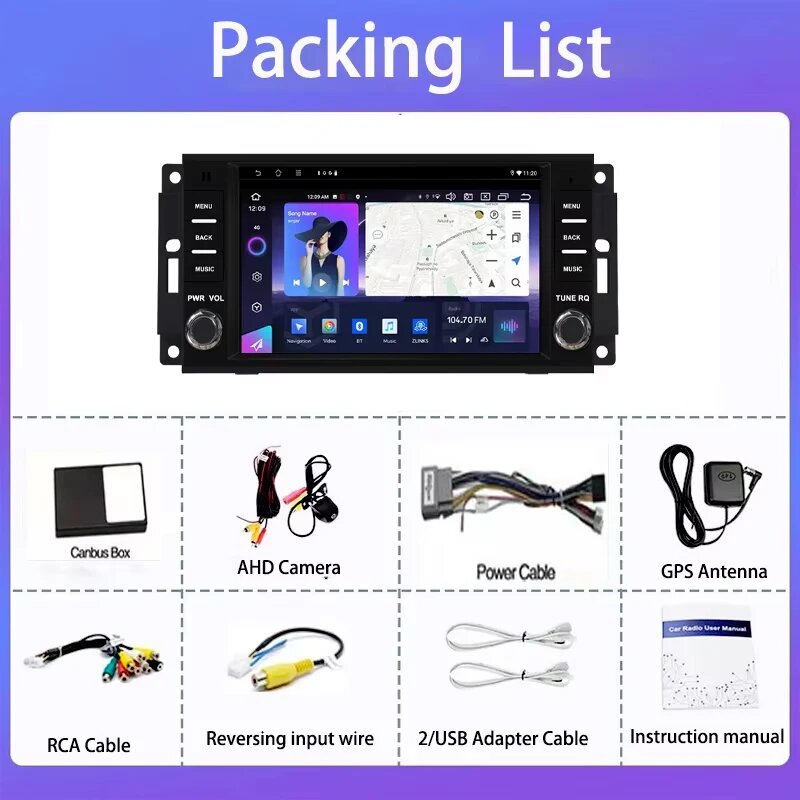 7" Android 13 автомагнитола для Jeep Wrangler JK 2011-2017, Carplay, 6+128GB, Цвет: 7