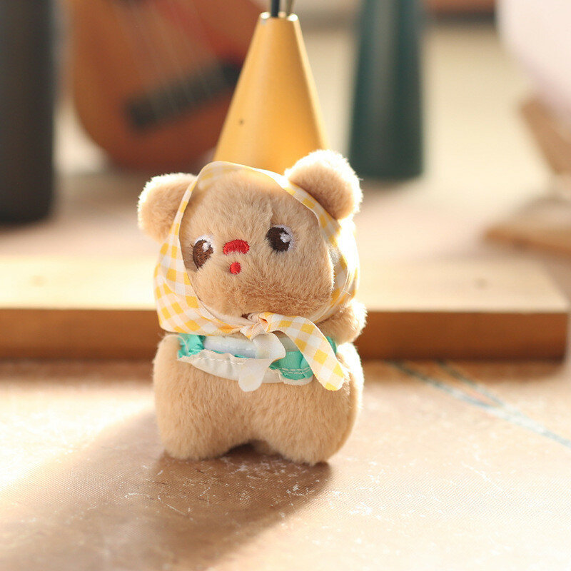 Teddy bear plush toy keychain backpack charm with scarf pp cotton stuffed animal gift for kids