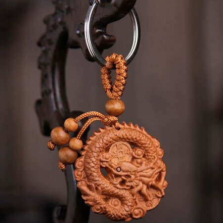 Персонализированные резные подвески из персикового дерева с изображением знаков зодиака: Крыса, Бык, Тигр, Кролик,