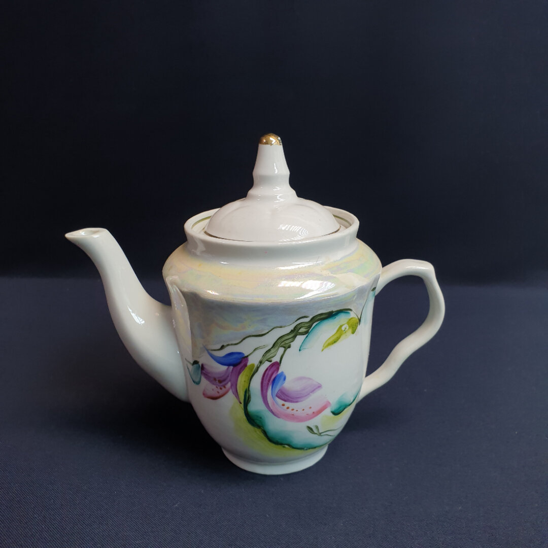 Чайник Барановка, фарфор роспись деколь 600 мл, винтаж СССР