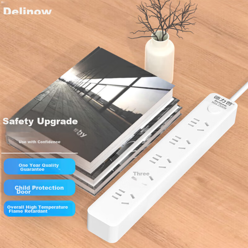 Delipow Power Strip, New National Standard Power Bar, Extension Cord/Power Strip/Power Board/Trailing Board, 5 Outlets with Master Switch, 3 Meters Long