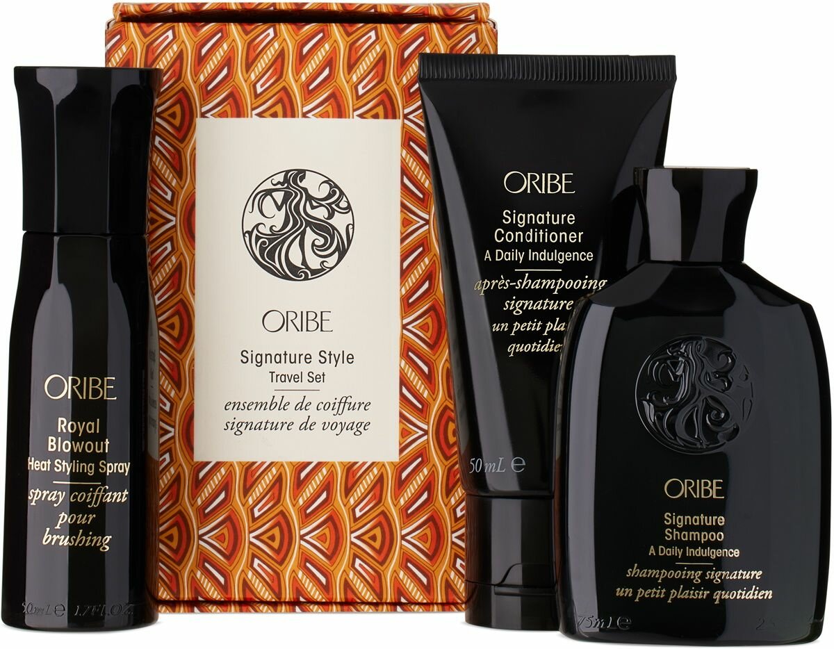 ORIBE Набор для волос Signature Everyday Indulgence : шампунь 75 мл + кондиционер 50 мл +спрей для горячей укладки Royal Blowout 50 мл , 175 мл