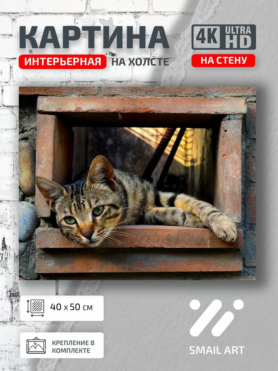 Картина на холсте интерьерная 40 на 50 на стену Кирпич Animal для спальни animal style