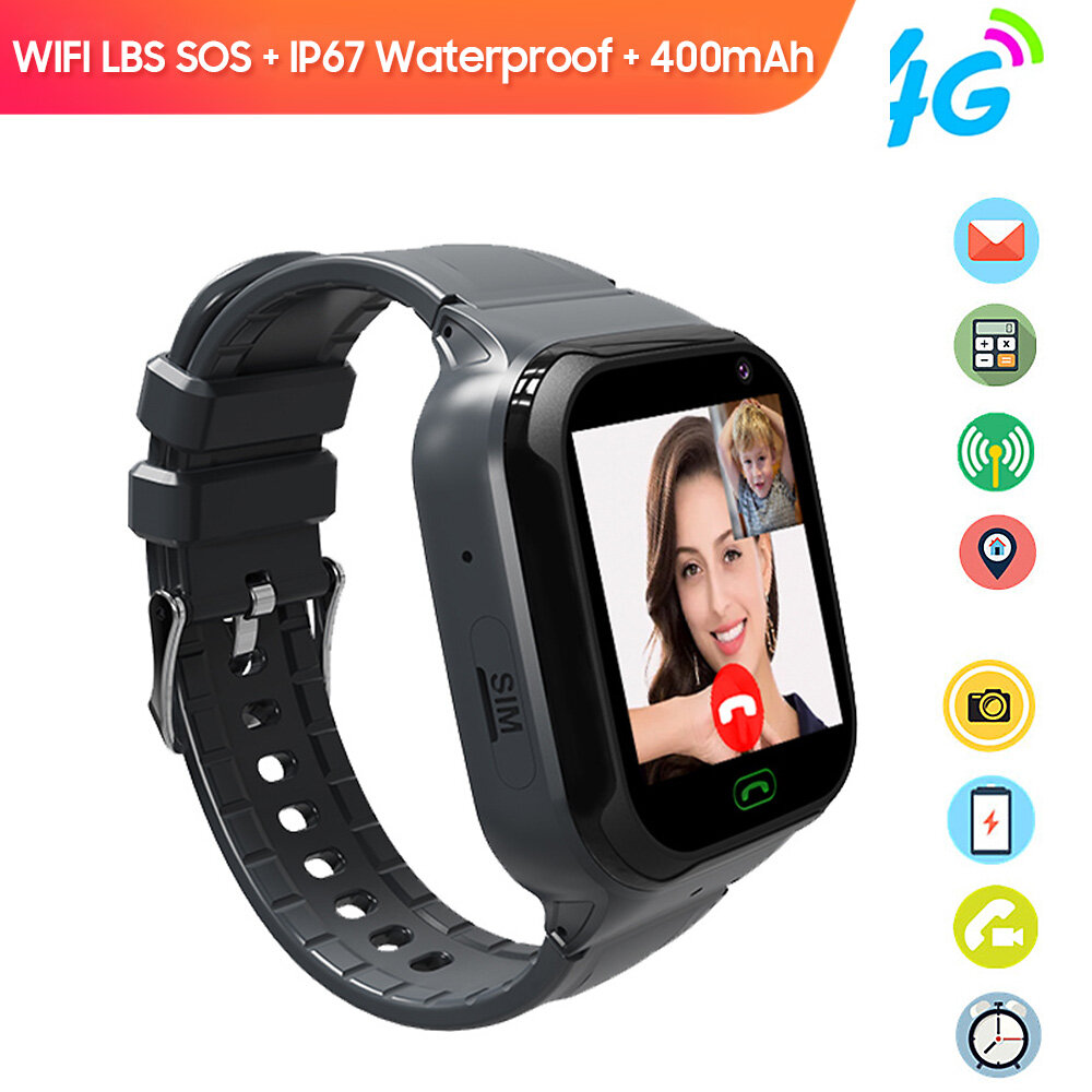 Детские смарт-часы LT36 с видеозвонком 4G SIM WIFI LBS SOS IP67 Водонепроницаемые IPS экран Смарт-браслет Часы Камера Черный Синий Розовый 1.44-дюймовый 128*128 пикселей 400mAh SIM 128MB