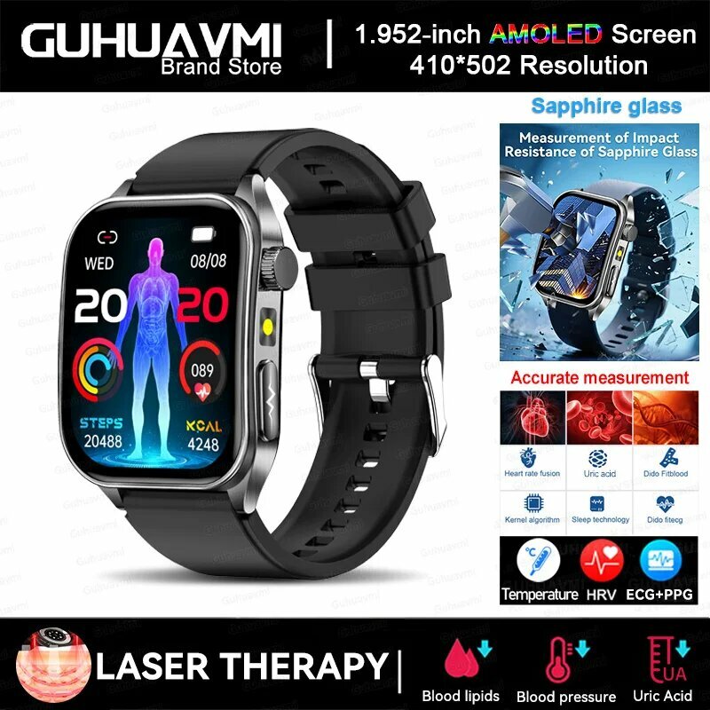 GUHUAVMI Smart Watch Черный, 1.952" AMOLED, Sapphire Glass