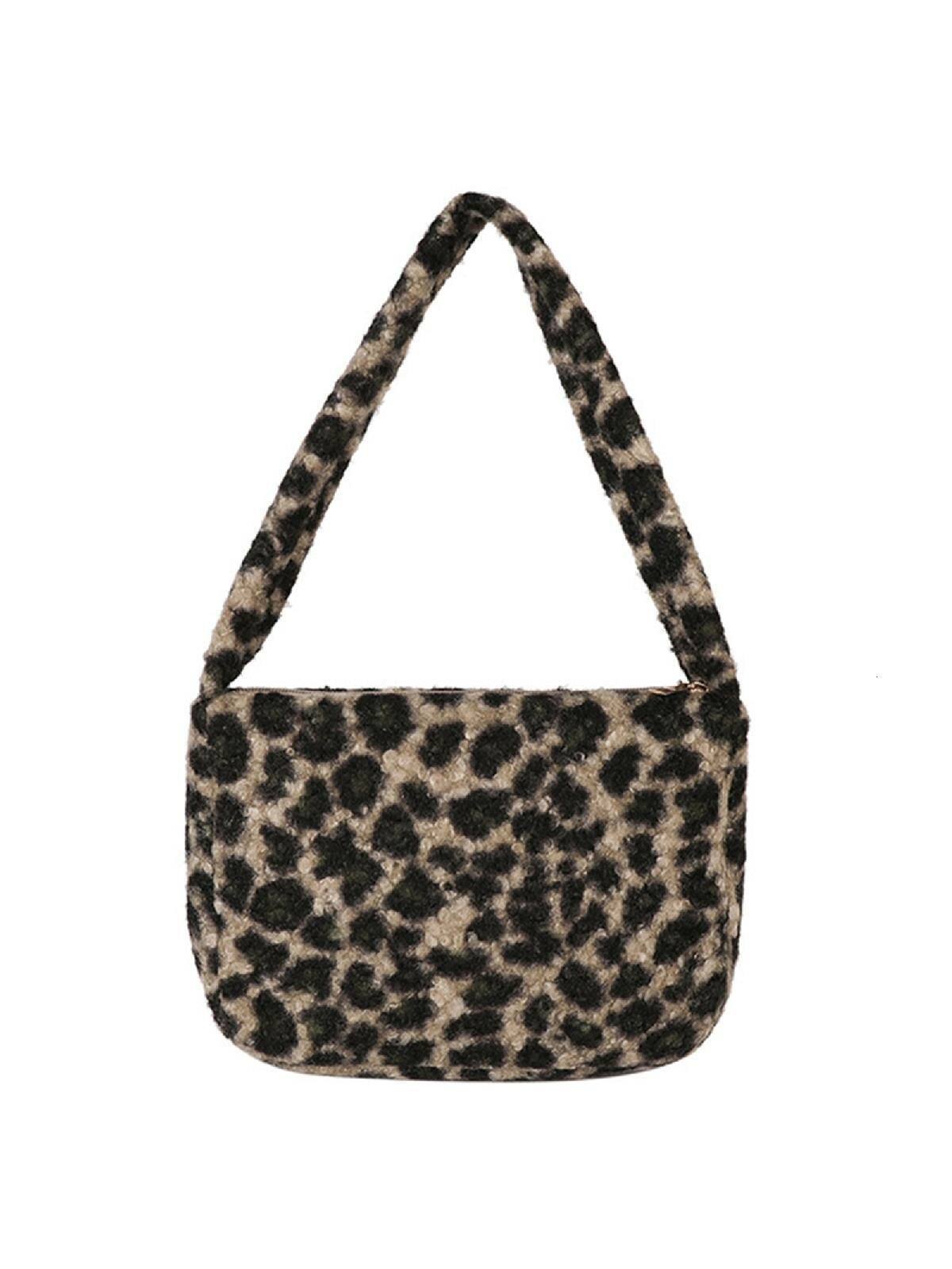 Стильная сумочка через плечо из текстурированного искусственного меха С модной вставкой Легкая компактная сумочка