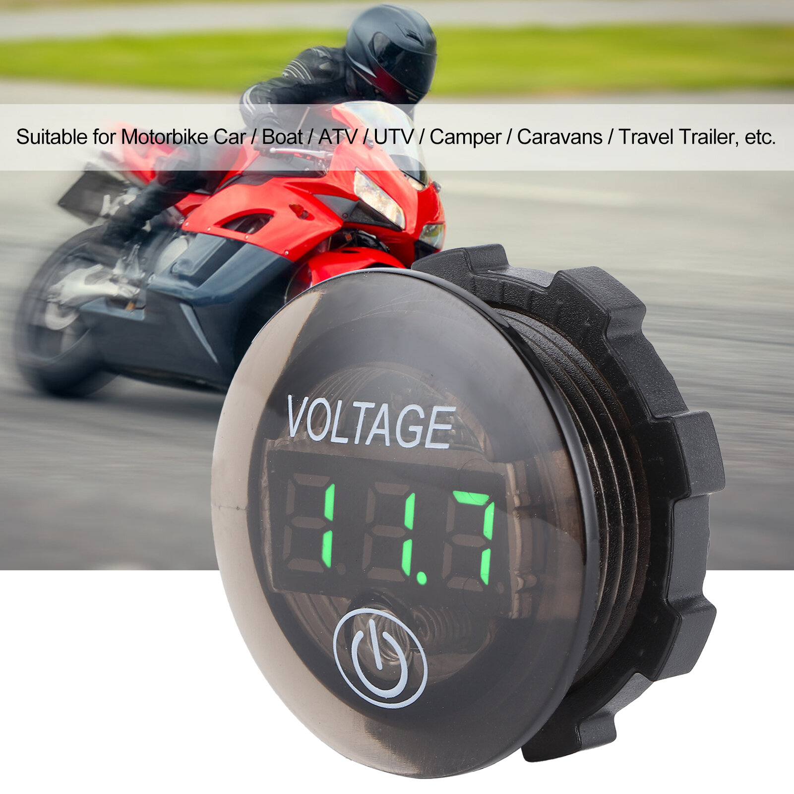 Универсальный светодиодный цифровой вольтметр постоянного тока, измеритель напряжения, автомобильный аккумулятор, 12 24 В, с сенсорным переключателем, зеленый