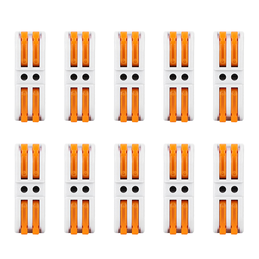 10 шт. 2P разъемы для проводки, клеммные колодки прессового типа, без пайки, быстрое соединение электрического кабеля