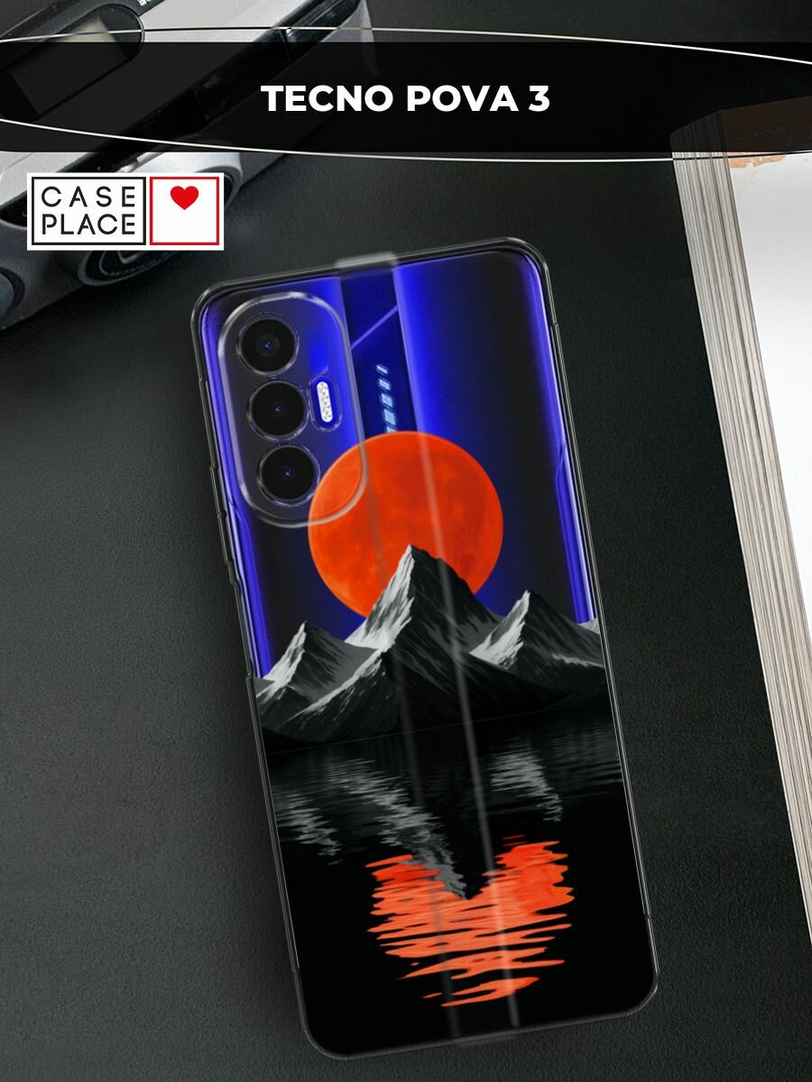 Силиконовый чехол на Tecno Pova 3 / Текно Пова 3 с принтом Черная гора 3