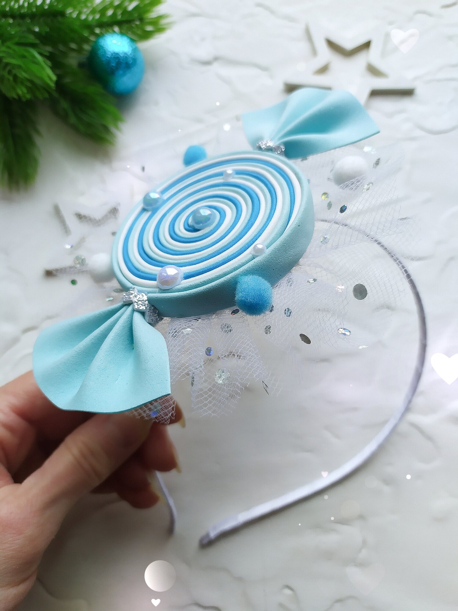 Ободок с Конфеткой для девочки, праздничный