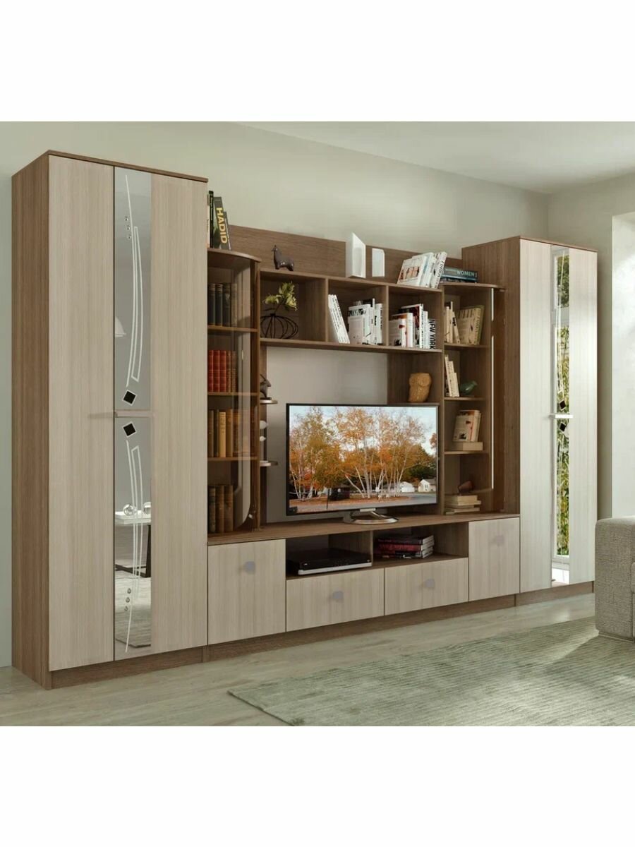 Гостиная Венеция ЛДСП 3400х2200х530, Ясень шимо темный /Ясень шимо светлый, МИФ