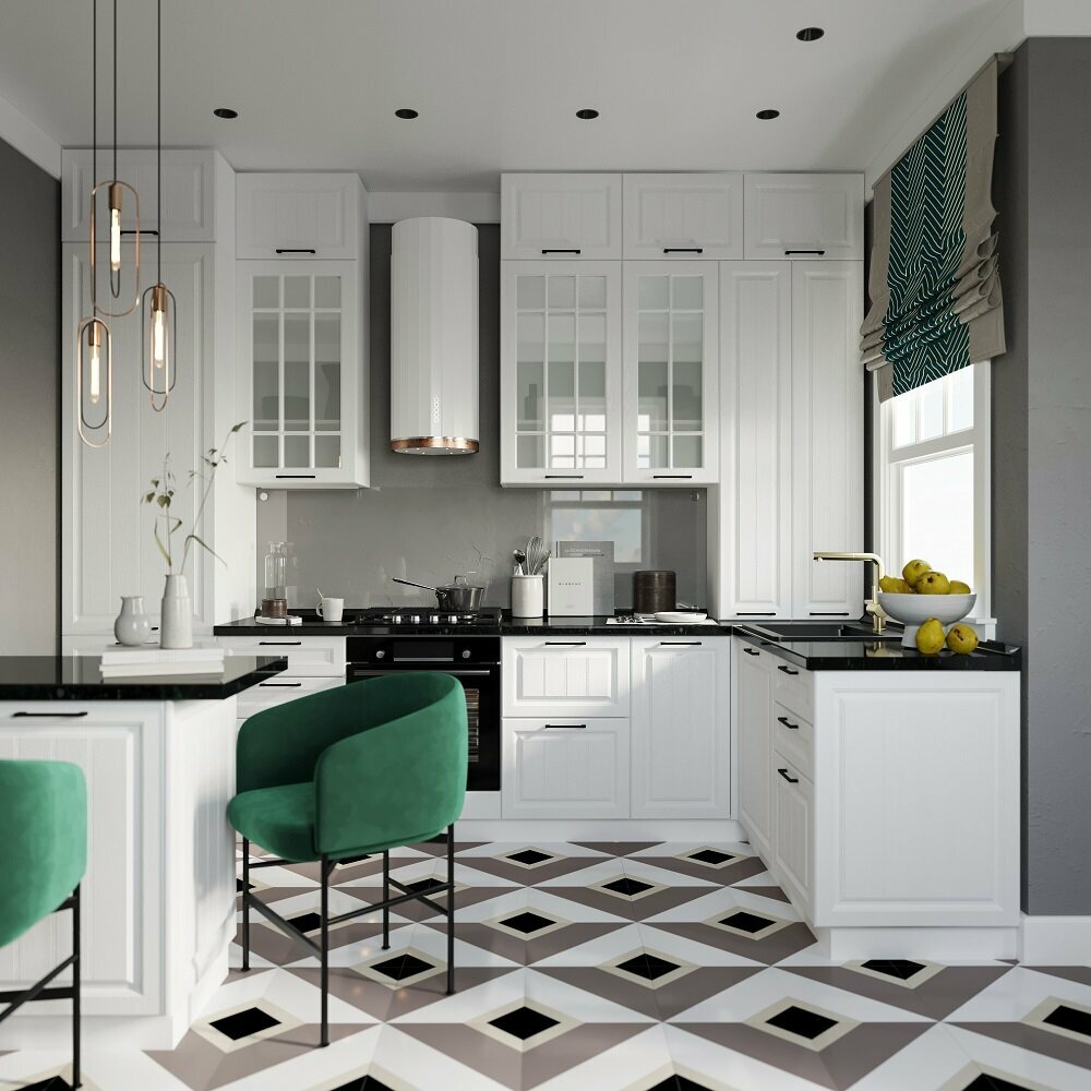 Кухня Прага-С 3200*1800 Белое дерево МДФ угловая