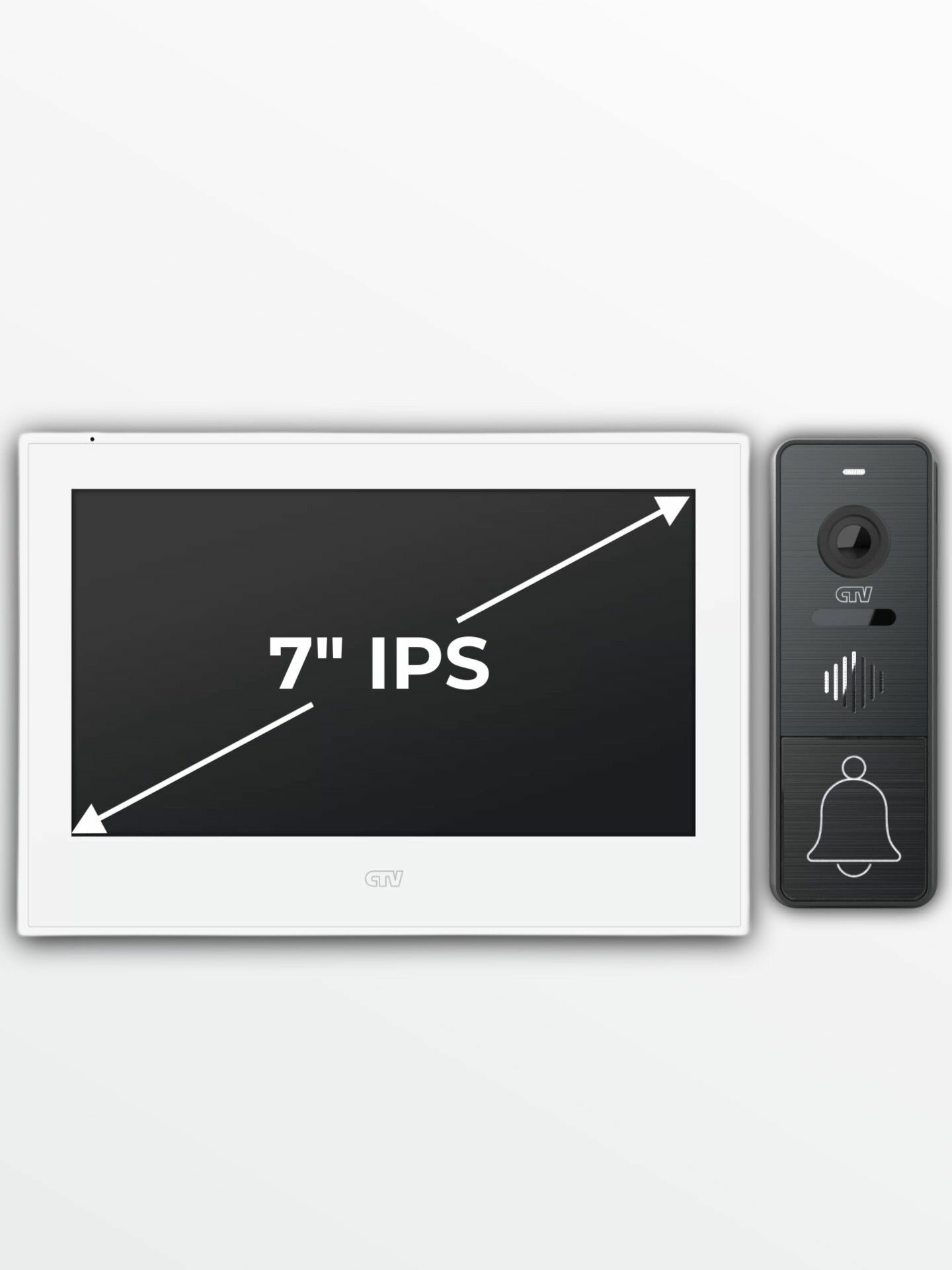 Комплект WiFi видеодомофон для квартиры: монитор 7" CTV-M5704AI (W) + вызывная панель CTV-D4005 (G), для дома или офиса, управление со смартфона, AI-функции, подключение к подъездному домофону