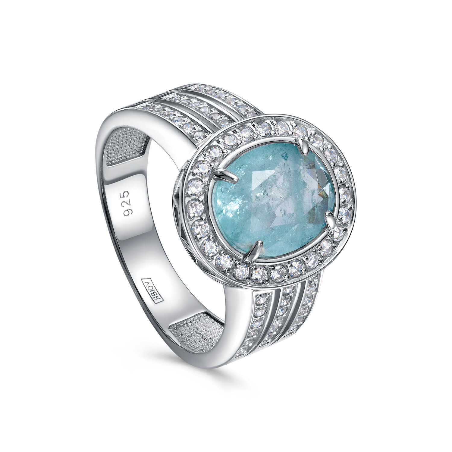 Кольцо, серебро, 925 проба, фианит, алпанит