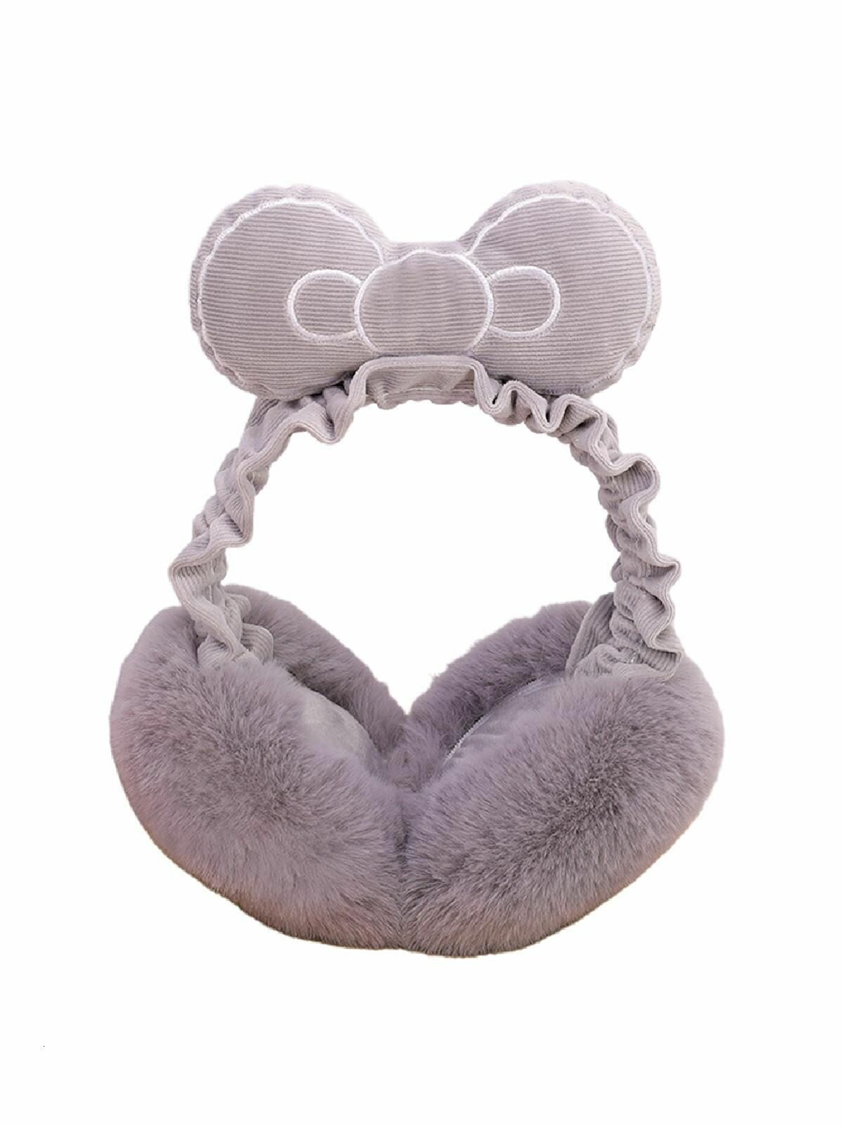 Наушники меховые, Зимние женские складные теплые наушники_7832 современный серый