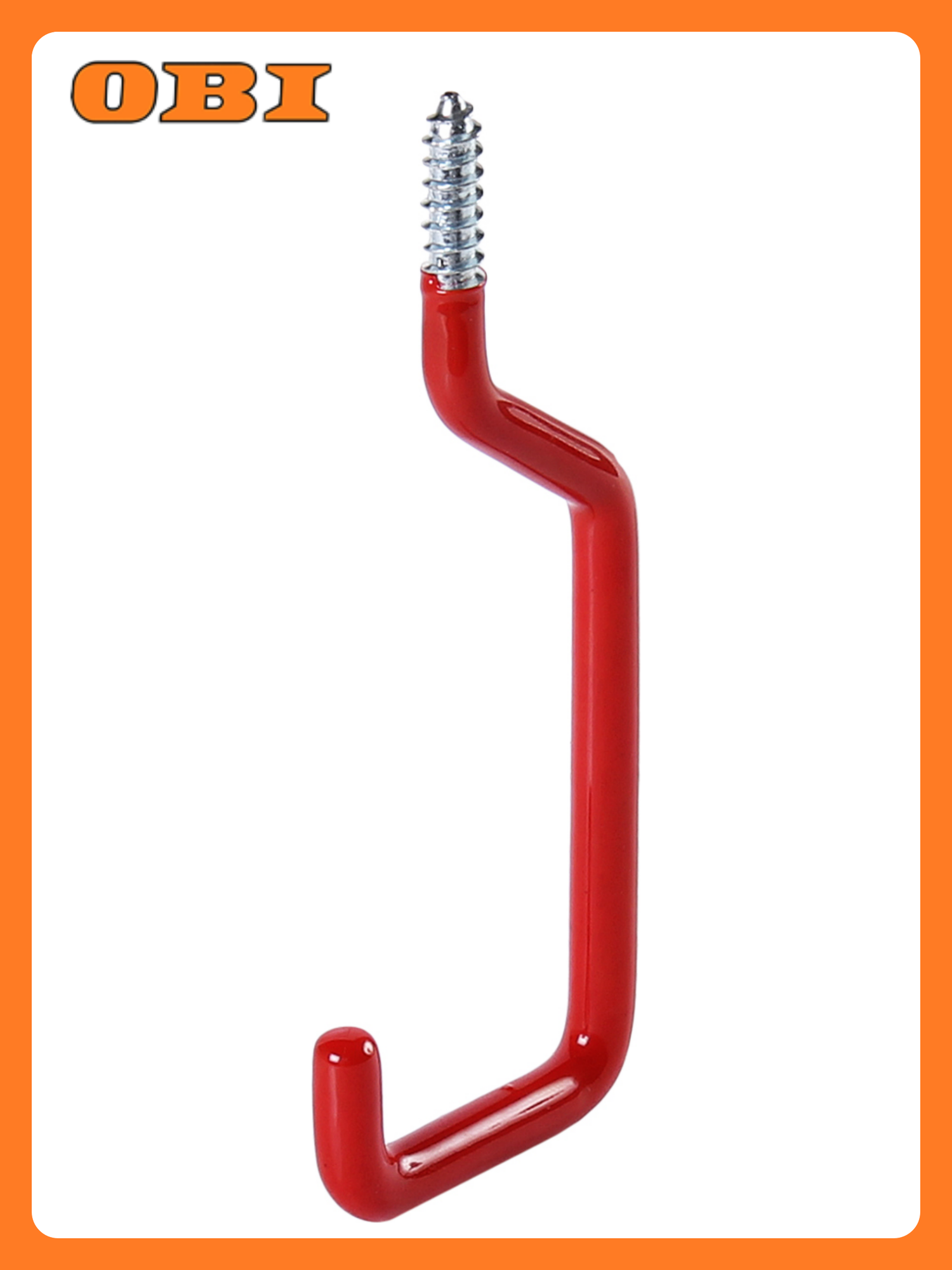 Крючок Larvij, с резьбой, стальной, красный, нагрузка до 50 кг