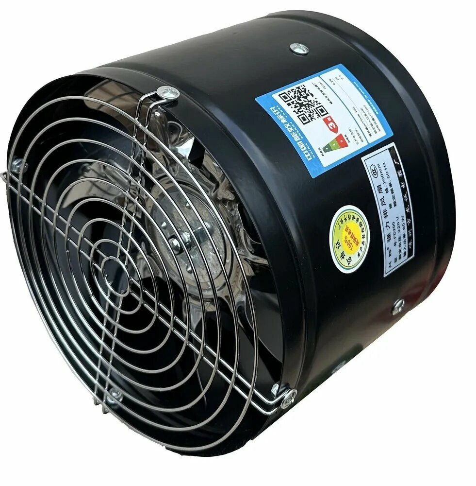 Канальный вентилятор 200 мм вытяжной круглый, приточный осевой железный