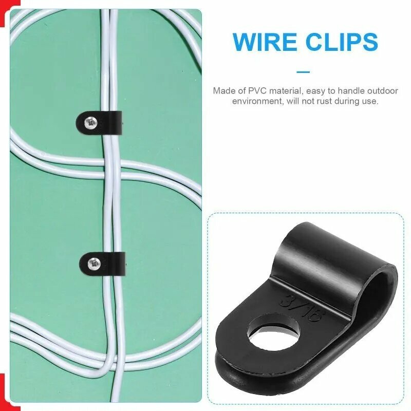 200 шт. черные проволочные крепления для Ethernet-кабелей для нейлонового R-образного органайзера для проводов, электрические 1.8X0.9 см