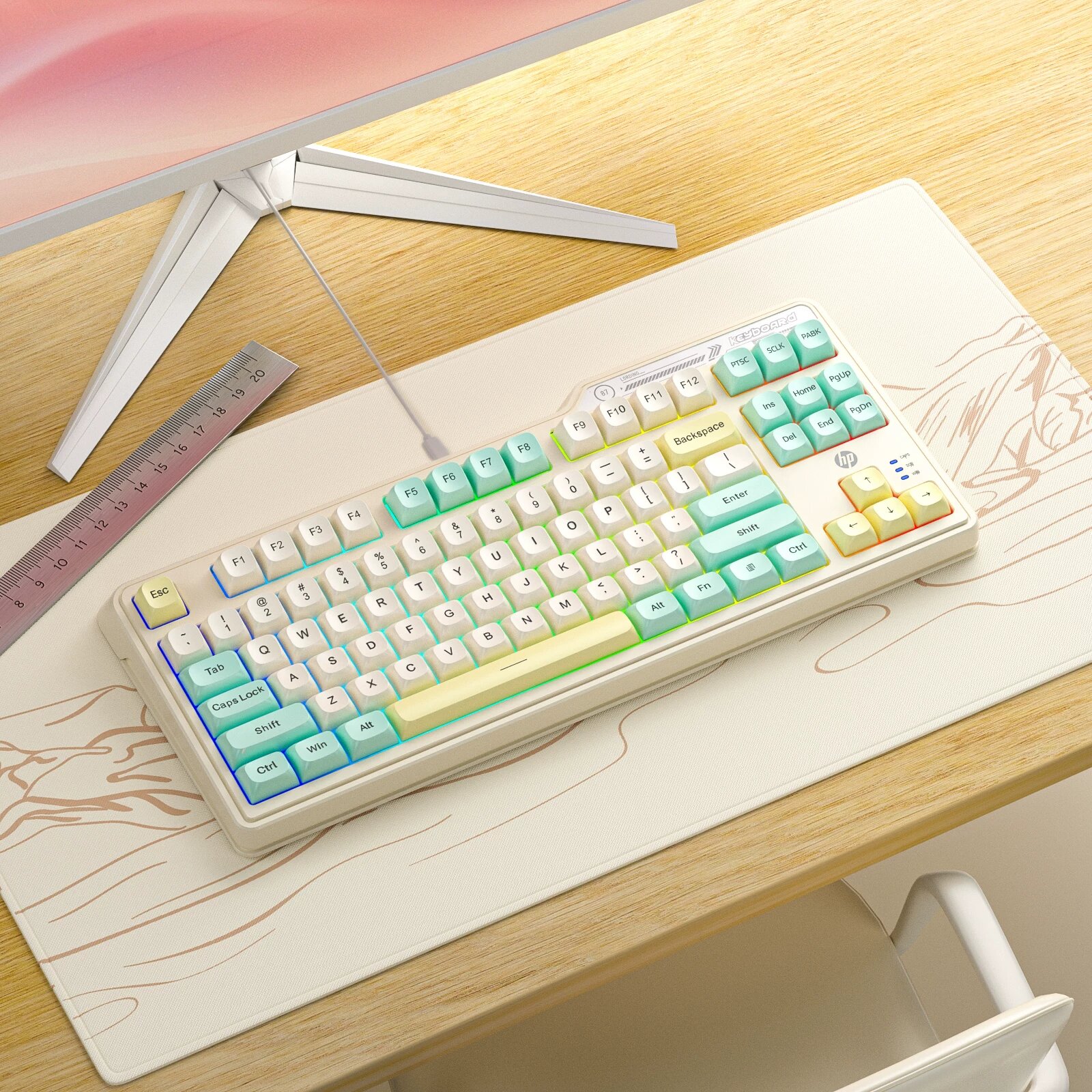 HP K120 Беспроводная игровая механическая клавиатура 87-клавишная компактная модель с тройным цветовым сочетанием