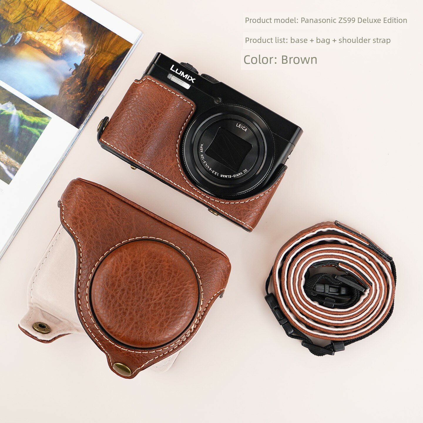 Роскошный кожаный чехол для камеры с защитой основания камеры, подходит для Panasonic ZS99, защитный чехол tz99,