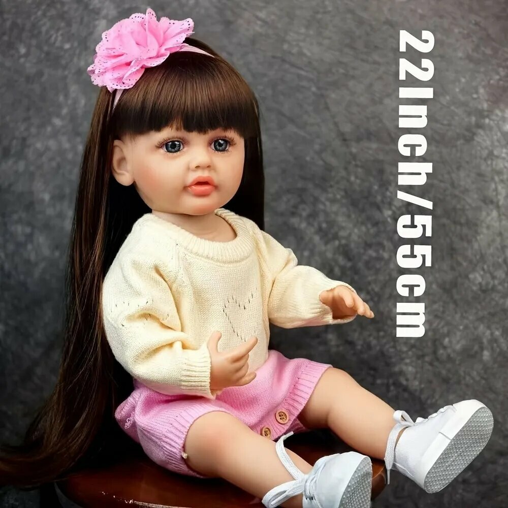 Возрожденная детская кукла 55 см может купаться в цельном силиконовом виниловом теле