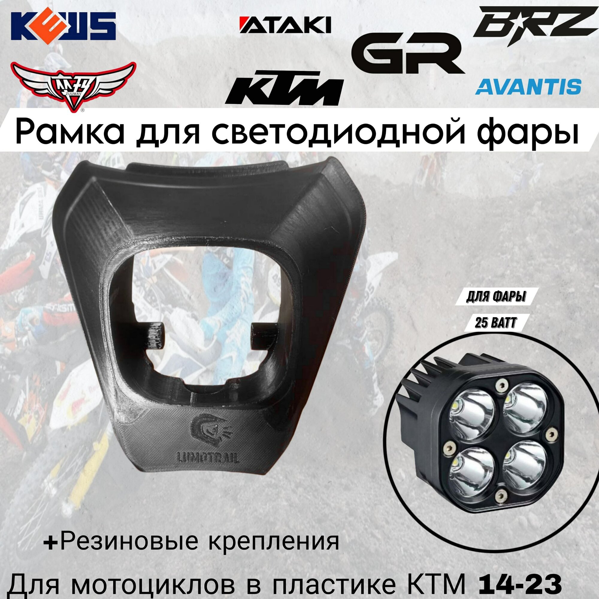 Рамка для светодиодной фары для мотоциклов в пластике КТМ 14-23