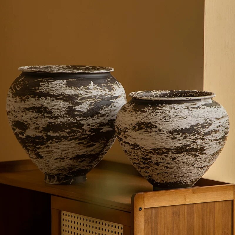 Винтажный керамический цветочный горшок в японском стиле, деревенская керамика, для декора дома, цветочница, модель для