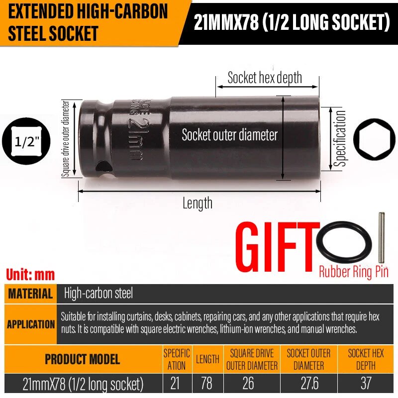 Расширенные гаечные ключи CR-V 8-30 мм 1/2 дюйма 21x78mm