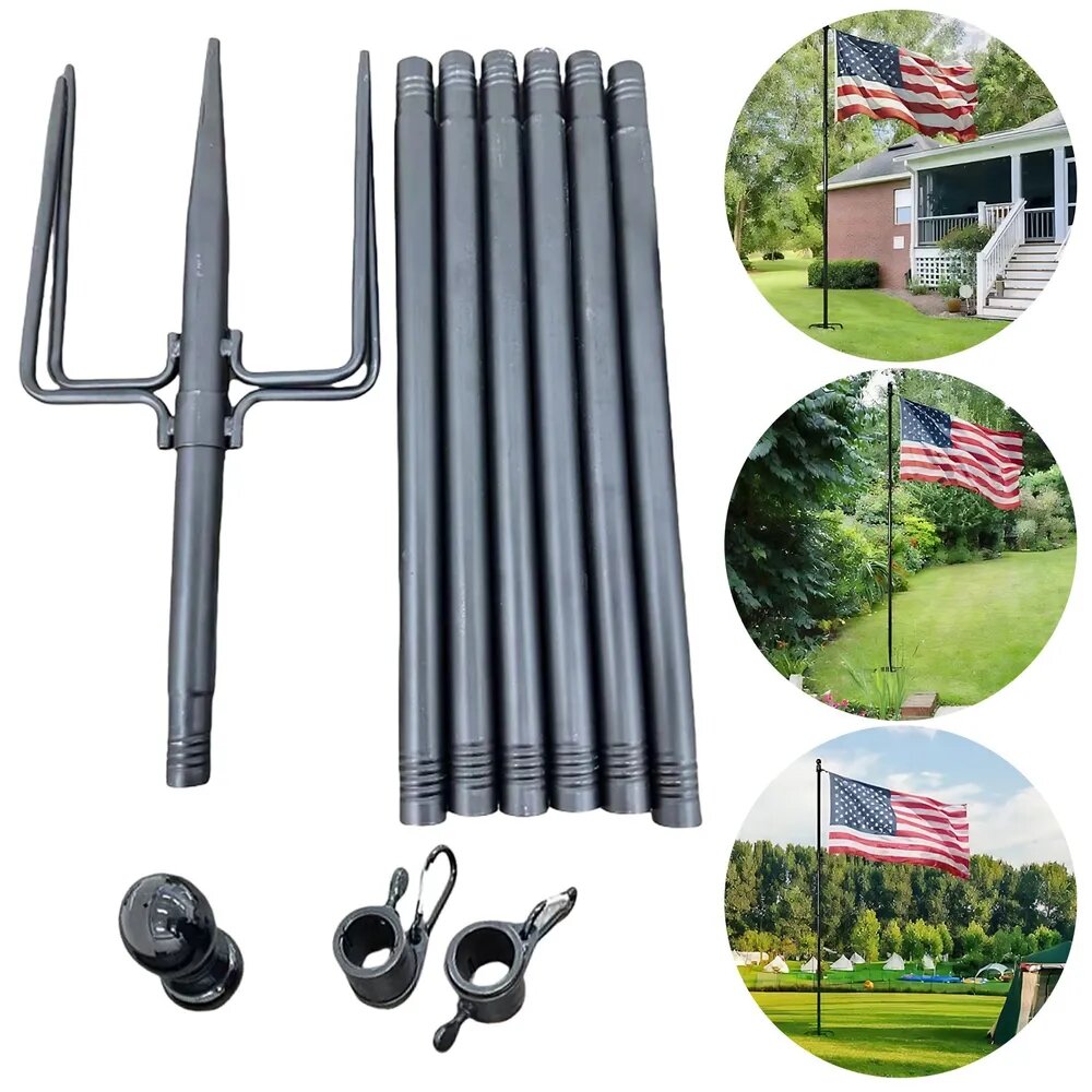 Уличный флагшток 3 м из нержавейки с пятилапым основанием, телескопический