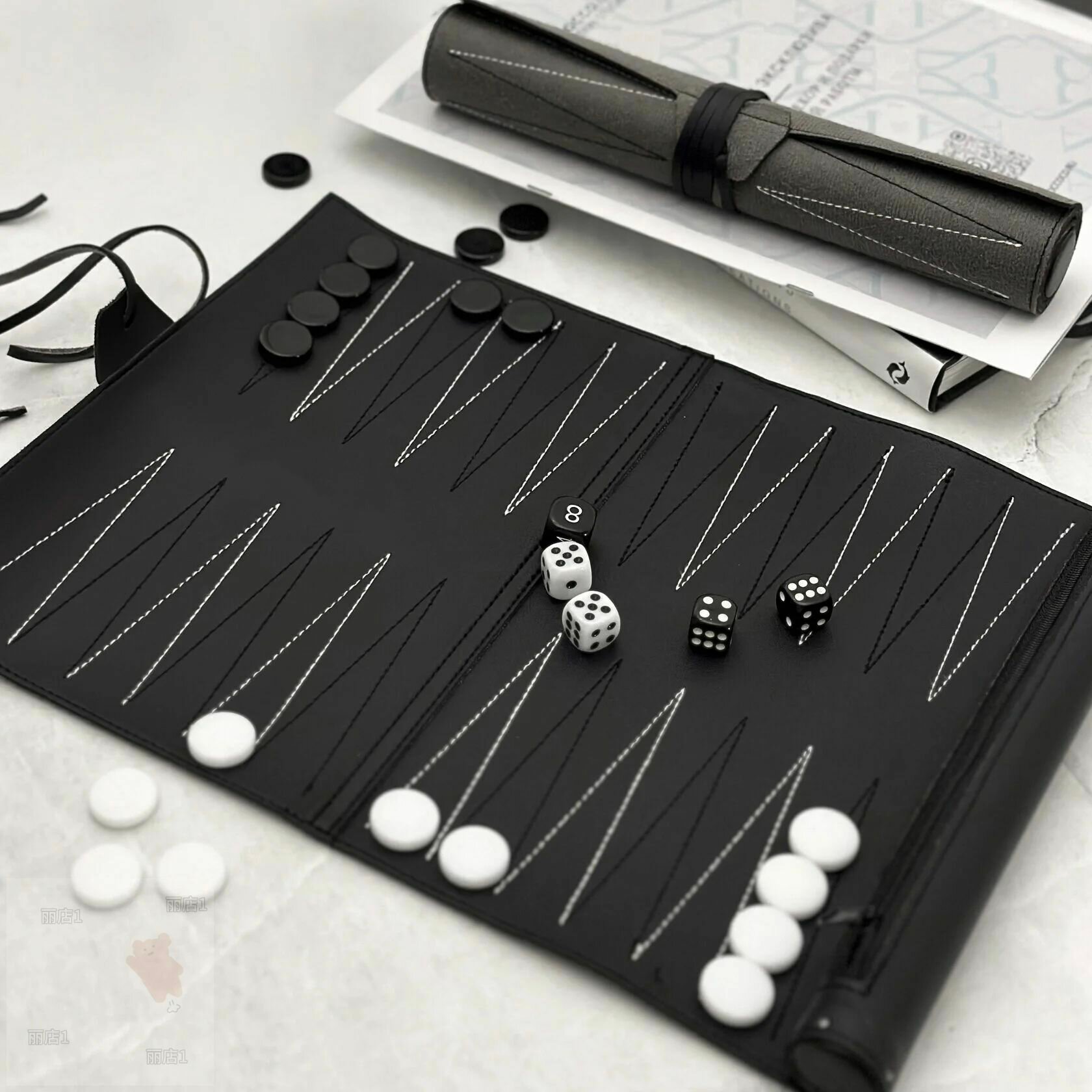 Нарды в свитке кожаные дорожные