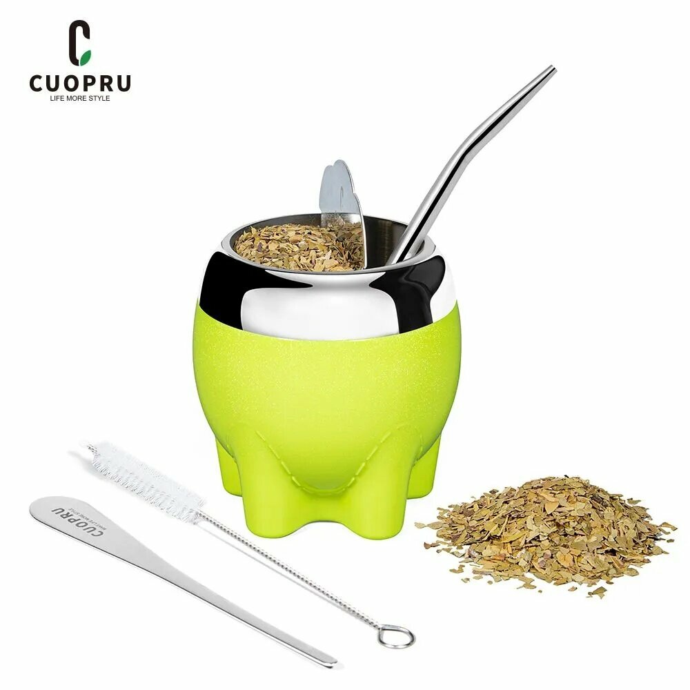 Калабас CUOPRU "Благоприятный слон", для мате, нержавеющая сталь, пластик