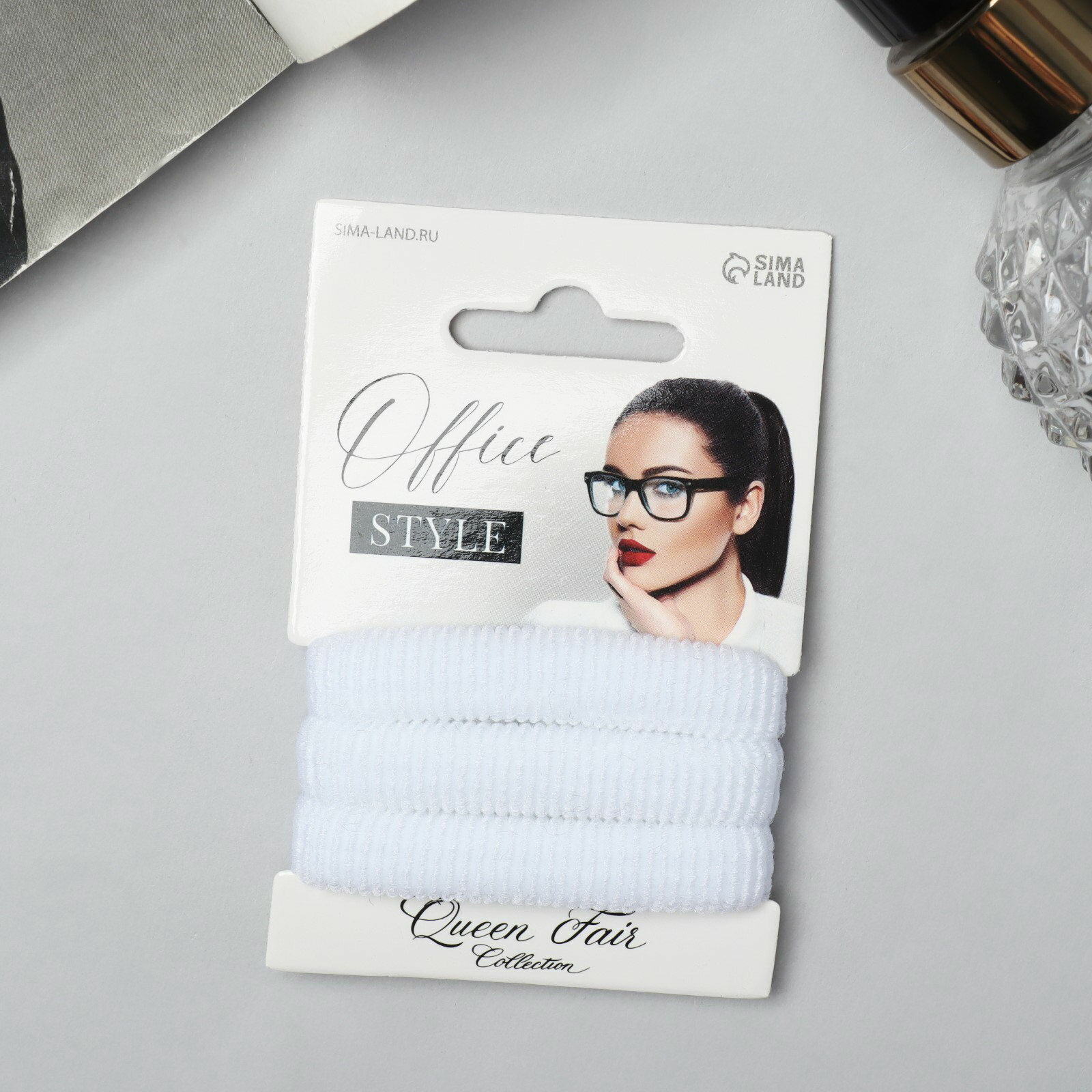 Резинки для волос "Стиль классик", набор 3 шт, 5.5 см, белые, 12 шт.