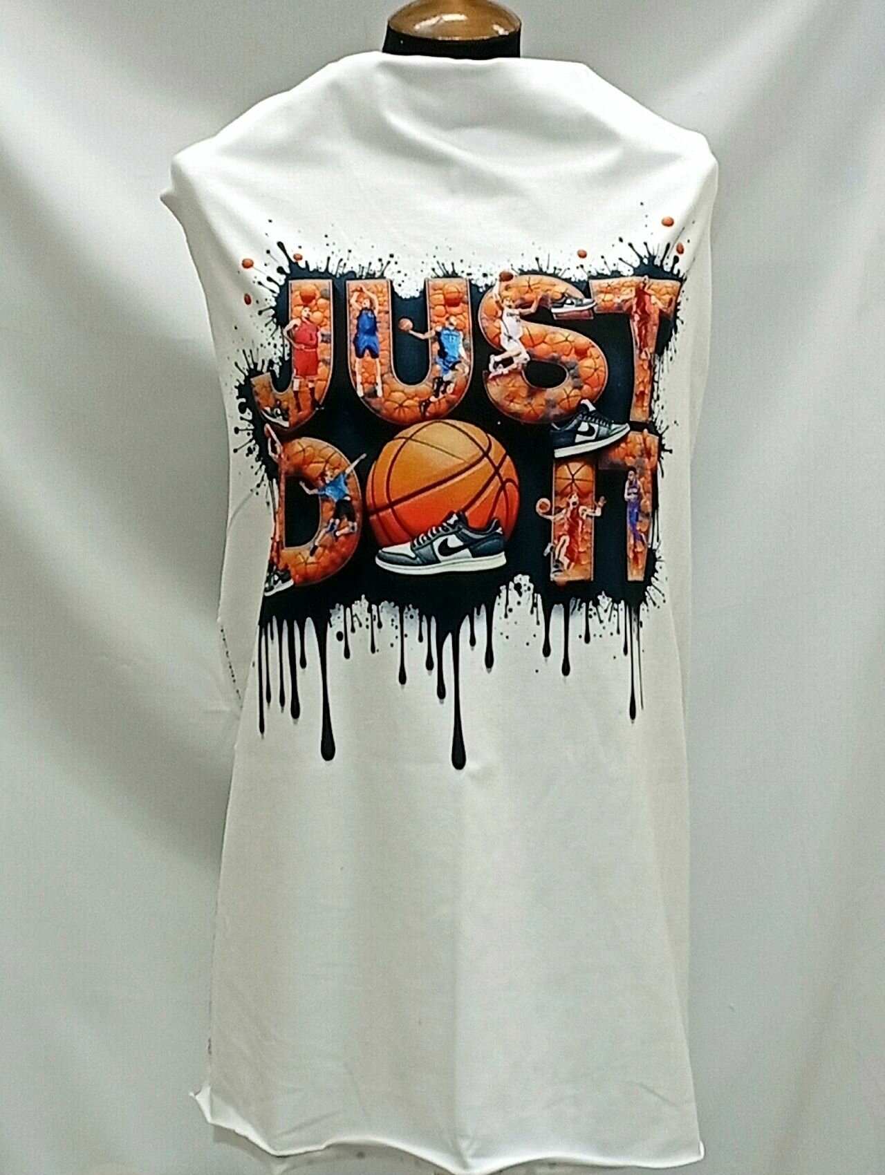 Трикотаж кулирка с лайкрой купон " JUST DO IT", ткань для шитья, высота купона 82 см, ширина 180 см