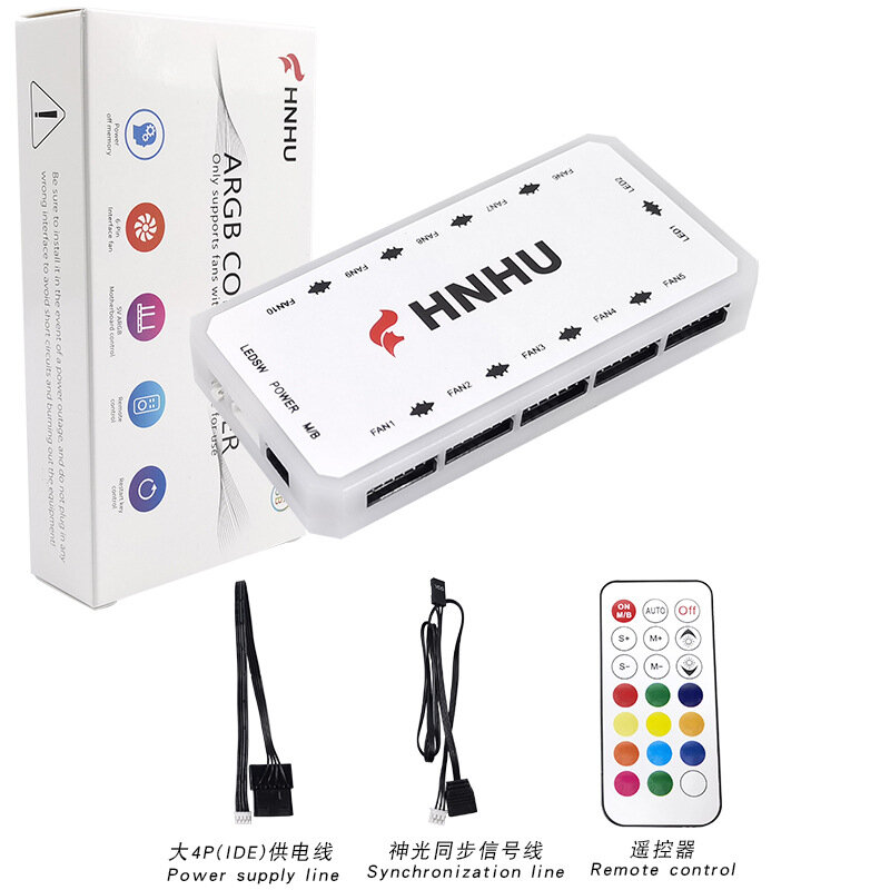 6-контактный контроллер вентилятора ARGB синхронизация для настольного компьютера беспроводной пульт управления корпус вентилятора хаб