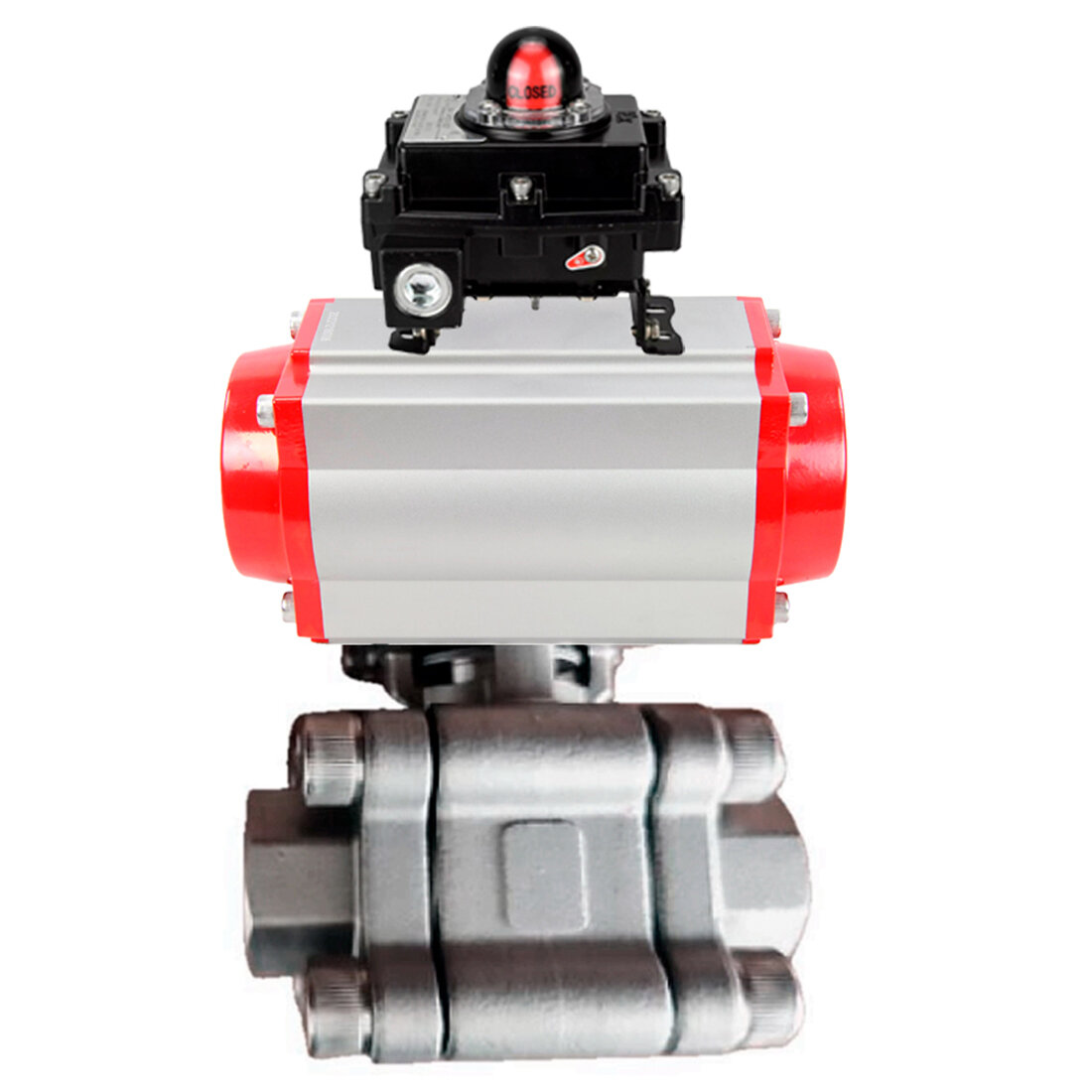 Кран шаровой DN.ru 316-316-PTFE-FP-SW-ISO-H Ду100 Ру63 полнопроходной, корпус - нержавеющая сталь SS316, под приварку, с пневмоприводом SA-160, БКВ LSB-410-02ExM12-250 (опрессовано)