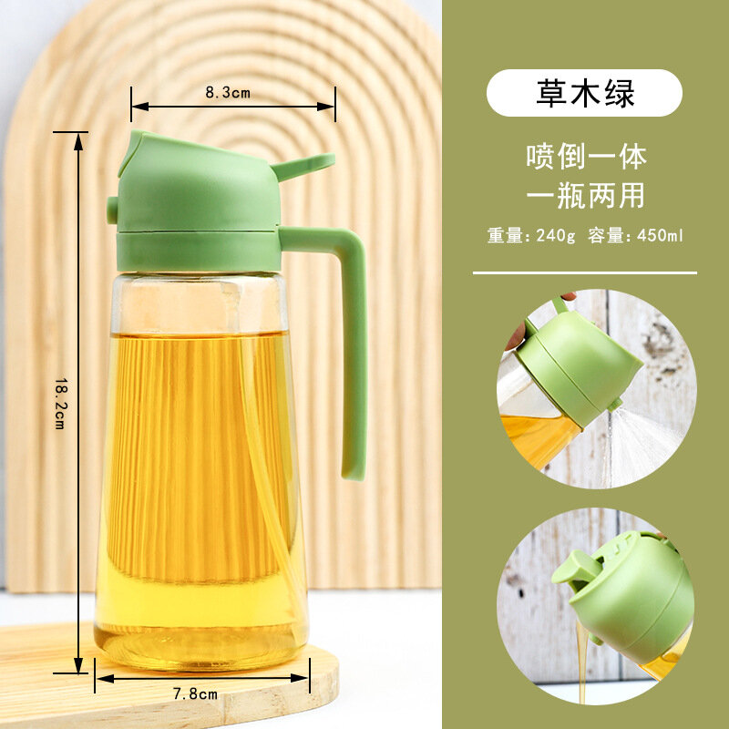 Оптовая продажа 2-в-1 бутылки для масла с распылителем и наливом, кухонные принадлежности, двойного назначения, бутылка для пищевого масла, стеклянная бутылка для хранения масла