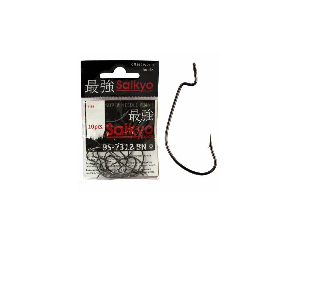 Крючки Saikyo BS-2312 BN № 6, офсетные, с ушком, 1 упк. по 10 шт.