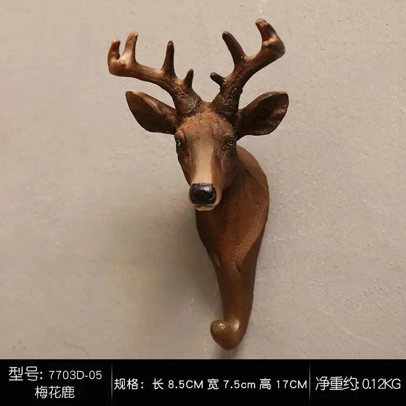 Винтажный крючок, в форме животных, Sika Deer, дерево, 3 кг, 1 шт
